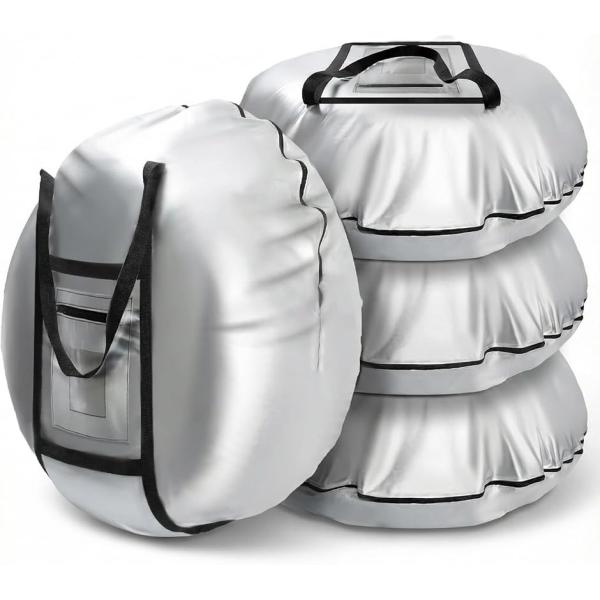 「高品質420D厚手素材で長持ち」進化版 タイヤ収納カバーは高品質な420Dオックスフォード生地を採用し、市場にある一般的な210D素材と比較して、丈夫で耐久性に優れ、厚みと耐久性があるため、長期間使用しても破損しにくい設計です。タイヤ保管...