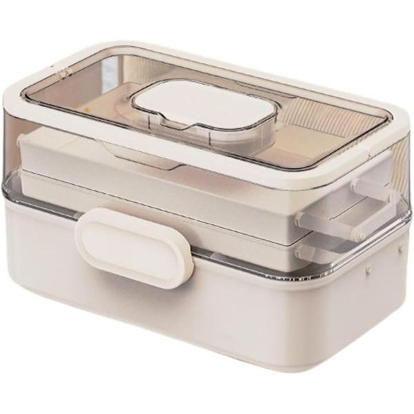 「大容量でたっぷり収納」 3段になっているので、薬や応急手当のアイテムをたくさん収納できます。整理整頓しやすく、用途に合わせて分けて収納できるので、必要なものがすぐに見つかります。「シンプルでスタイリッシュなデザイン」 清潔感のあるホワイト...