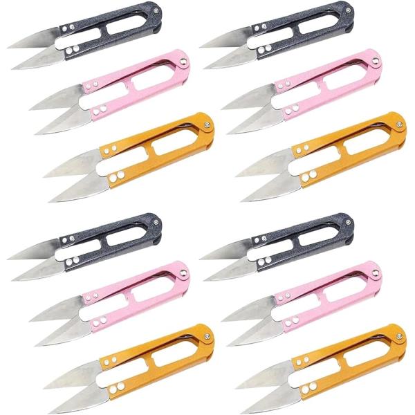 バリエーションコード : 2B9DN46I6U手芸用の糸切りはさみ3色12個セットです。切れ味抜群のはさみ形状です。丈夫で使いやすく錆びにくい高炭素鋼素材です。裁縫、ハンドメイド、ネイルシールやラインテープの切断など様々な用途での使用に便利...