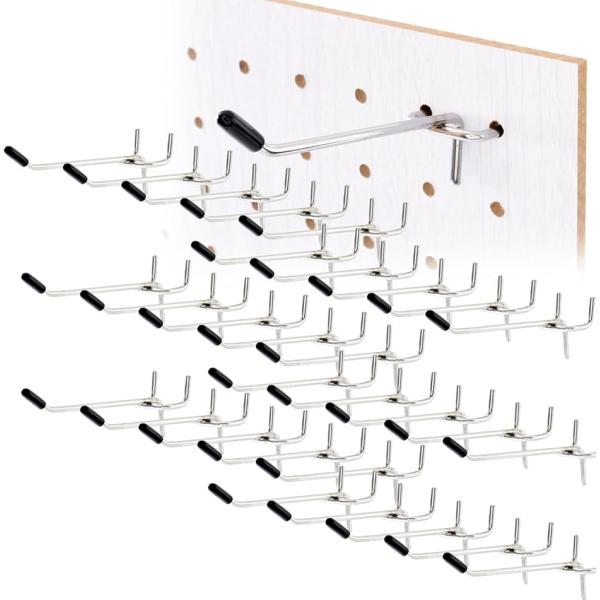 バリエーションコード : 2B9HPR0OJF「ボードの厚さ5.5mm対応版」パンチングボード用フックはホームセンター等で一般的に販売されている厚さ5.5mm、ピッチ25mmの有孔ボードに対応したフックになります。厚さ4mmのボードにも取り...