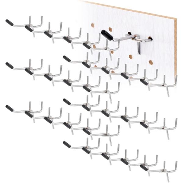 バリエーションコード : 2B9HPR0OJF「ボードの厚さ5.5mm対応版」パンチングボード用フックはホームセンター等で一般的に販売されている厚さ5.5mm、ピッチ25mmの有孔ボードに対応したフックになります。厚さ4mmのボードにも取り...