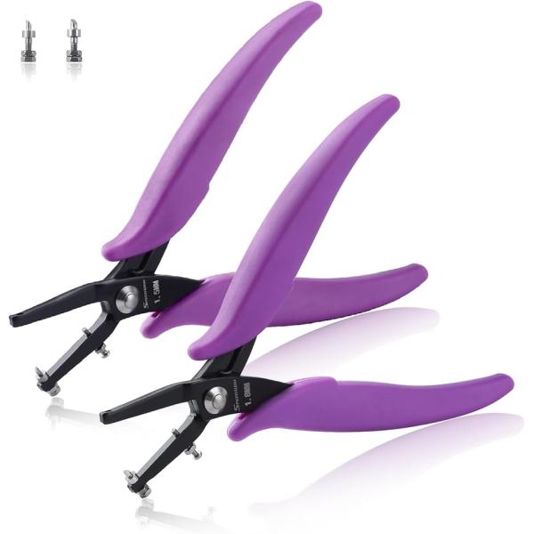 バリエーションコード : 2B8RG4TUVQ「セット内容」1本 x 1.5mm穴あけパンチ、1本 x 1.8mm穴あけパンチ、2本 x 交換用ピン（1.5mm/1.8mm）。「用途」軟質銅、銀、その他軟質金属シートの1.5mm/1.8mm...