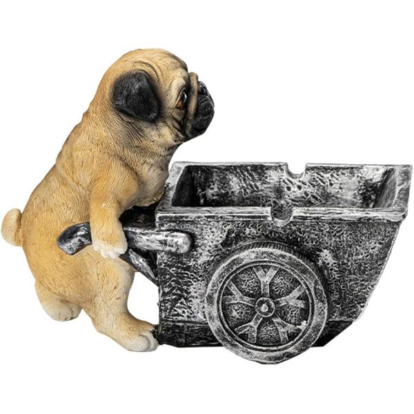 バリエーションコード : 2B9IXGD3JR可愛らしいブタとパグのユニークなデザインが特徴的な卓上灰皿です。それぞれの動物がリアルな造形で表現され、二輪車型の灰皿を押す姿がとても魅力的です。デスクやテーブルの上に置くだけで、インテリアのア...