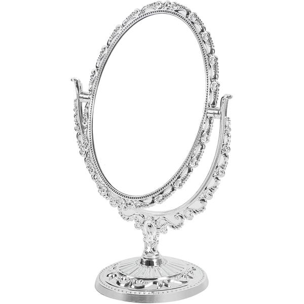 バリエーションコード : 2B9J5FXQ3J「毎日のメイクを格上げ」 ヨーロピアンテイストのアンティーク調デザインが美しい卓上ミラー。ドレッサーや机の上に置くだけで、まるで高級ホテルのような華やかな空間を演出し、毎日のメイクやスキンケアの...