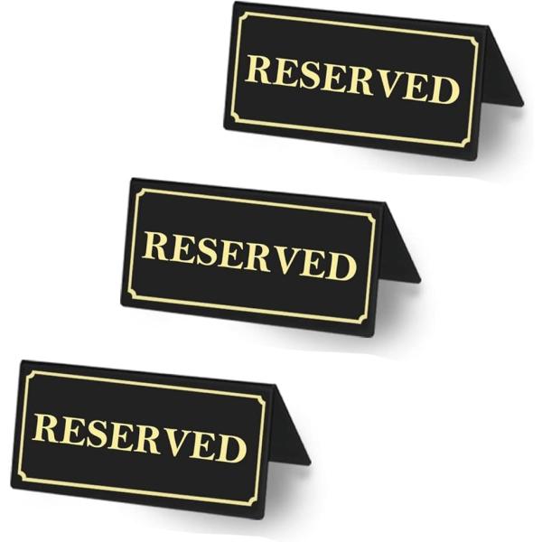 表記は英語で、外国のお客様にも認識していただけるようにいたしました。サイズ12x5x5cm、3枚入りアクリル製ですので水に強く、汚れても掃除でき何度でも使用可能です。両面に「RESERVED」の文字が印刷されています。ちょうど良いぐらいの大...