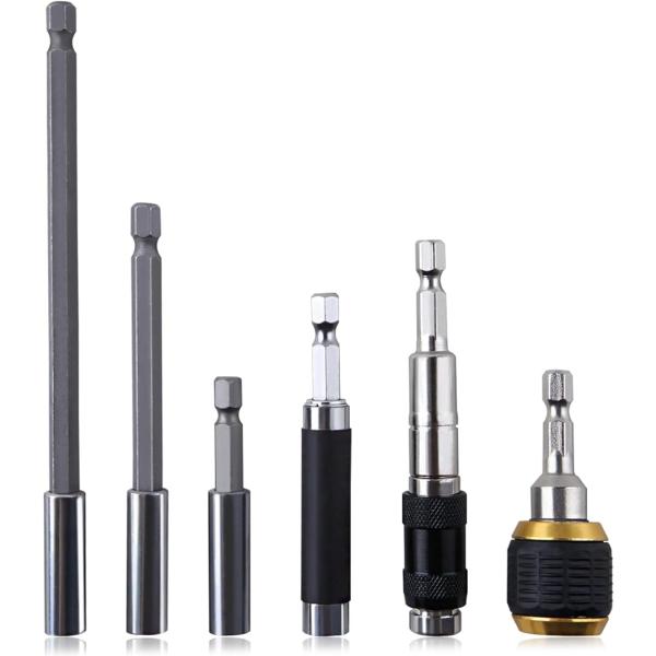 パッケージが含まれています： 異なるサイズのドリルビットエクステンション3本（60mm、100mm、150mm）、91mm磁気回転ドリルホルダー1本、60mmポップアップ磁気ピボットドリルビットホルダー1本、80mm伸縮ドリルビットホルダー...