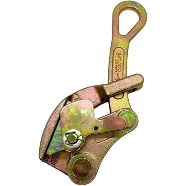 バリエーションコード : 2B9JU18SH8電気工事や鉄道保守、果樹園農家などには御用達の必須アイテム、カムラー掴線器です。どんなに硬いワイヤーでも、このカムラーを使うと誰でも簡単に、しっかりピーンと張る事ができます。耐久性が高く丈夫なア...