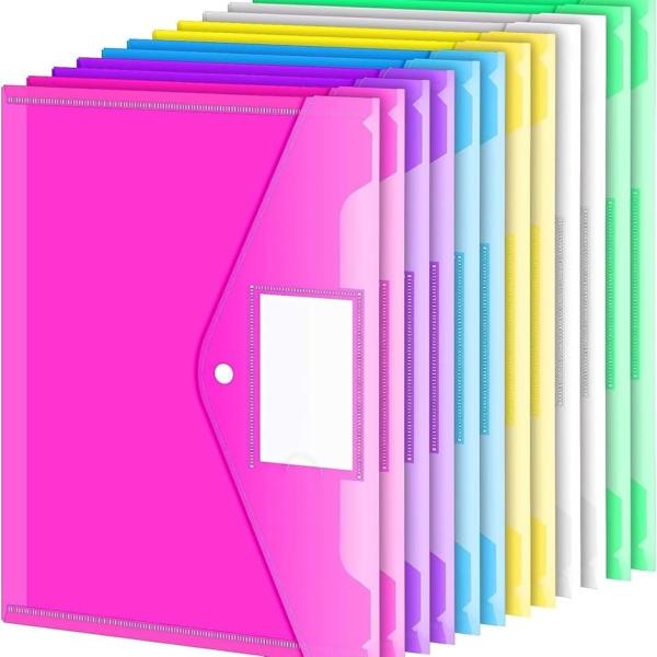 A4書類をすっきり収納 A4サイズ対応（外形寸法：約縦325x横235mm）のクリアファイルです。透明デザインなので中身が一目で確認でき、書類や資料の整理・管理に便利です。6色（ホワイト・ピンク・イエロー・ブルー・パープル・グリーン）各2枚...