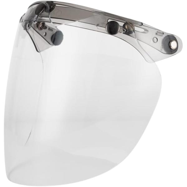 バリエーションコード : 2B9KR3INCC「風や日差しを効果的にカット」このバイクジェットヘルメットシールドは、顔全体を包み込むデザインで、風や日差しからの保護に最適です。特徴的なバブルシールド形状が視界を確保しつつ、おしゃれな外観を演...