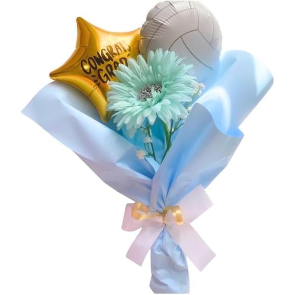 バリエーションコード : 2B9LGXYLKC「Candy Flower March」卒業Congrats gradxボールバルーンブーケ (バレーボール)　23x30cm頑張った部活動のボールバルーンでお祝い