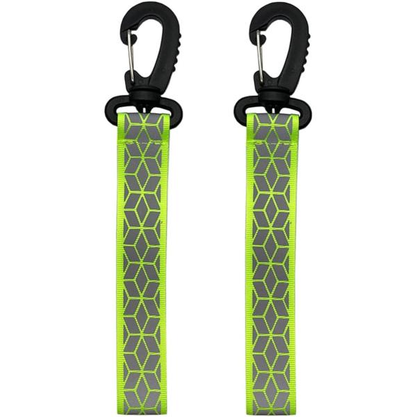 バリエーションコード : 2B9NH1Y6KCカラビナ付きの反射ストラップ　グリーン2個セット夜道の安全対策に。光を反射し自分の存在をアピールできますバックや小物などさまざまなところへ取付けることができます。サイズ：約2.5cmx約20cm