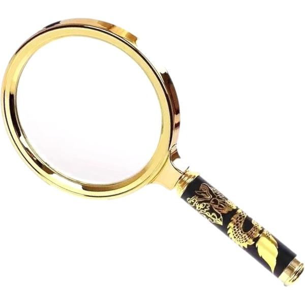 ユニークな金色の龍のハンドルで設計された拡大鏡、ルーペです。威厳と優雅さを兼ね備えたデザインで、子供から大人、お年寄りまで幅広くお使いいただけます。直径８センチの大型ルーペですので見やすく、シニアの方へのプレゼントとしても人気です。シンプル...
