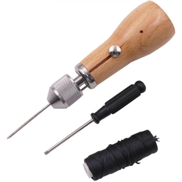 「セット内容」手縫機本体 針2本入り（ストレート針と湾曲針） ロウ引き系1点（ブラック）ストレート針と湾曲針を使用すると、さまざまなレザークラフトを作ることができます。「幅の広い使用範囲」これらのツールは簡単に厚い生地を縫うことができます。...