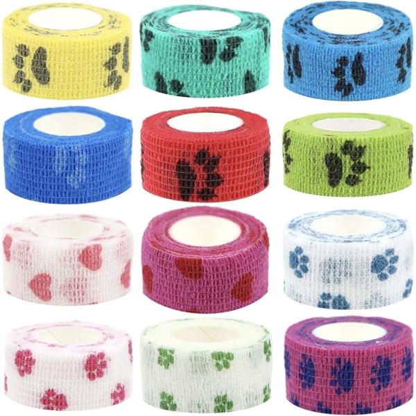 バリエーションコード : 2B9WFSLVC1かわいい模様のペット包帯12本セットです。伸縮性のある自己粘着タイプです。手で簡単に切ることができ、くっつくタイプなので、ハサミやテープがいらず手早くテーピングできます。通気性に優れ、柔らかく弾...