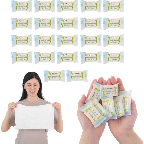 「使い捨てタオル」革命。どこでも清潔、いつでも便利な圧縮タオルの決定版。忙しい毎日や旅行先で「清潔さ」を諦めていませんか？この圧縮タオルなら、どんなシーンでも手軽に快適な使い心地をお届けします。100%ピュアコットンの柔らかさと耐久性で、使...