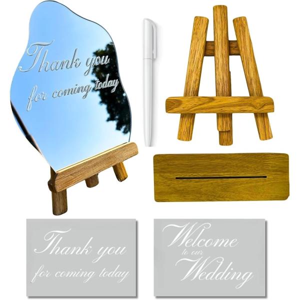 (コンプリートセット)このセットには、ウェーブ形状のミラー1枚、2種類の転写シール、2種類のスタンド、ホワイトペン、そして、説明書が含まれています。これらのアイテムを組み合わせることで、自分好みにカスタマイズできます。転写シールには「Wel...