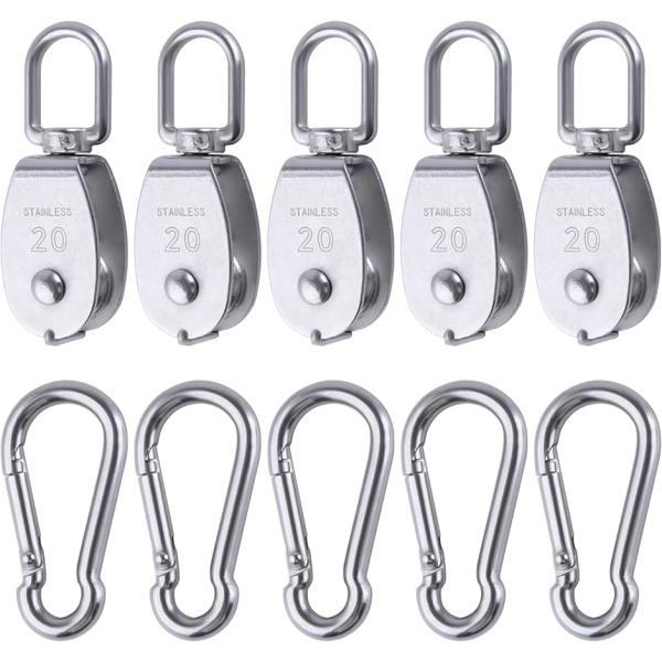 材質:304ステンレス鋼製のプーリーは錆びにくく、頑丈な構造と長寿命です360°自由回転:プーリーの回転ヘッドは、360°回転させることができる固体の円筒形ヘッドであり、ロープ/ワイヤーの結び目を防ぎます。スムース＆ノーバリ:小さなプーリー...