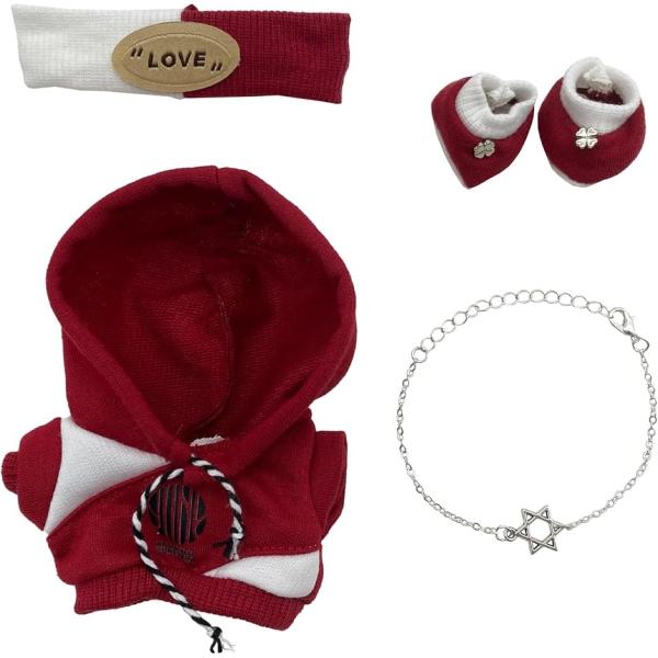 バリエーションコード : 2B9PQNTUTHぬいぐるみ用のパーカー・靴・ヘアバンド・ネックレスのセットです。「 適用サイズ 」約10cm・20cm綿人形「 セット内容 」パーカー・靴・ヘアバンド・ネックレス ＊人形本体は含まれません。人形...