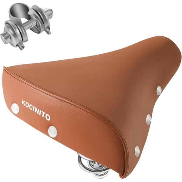 バリエーションコード : 2B9QKWIL6U「防水滑り止め」 自転車サドルの表面は PU 材質を使用しており、100％防水で、外出や通勤・通学に最適です。「ファッションデザイン」 おしゃれなブラウンの配色と、側面のリベットデザインが、ビン...