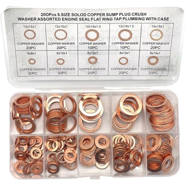 バリエーションコード : 2B9RC814S5「商品説明」 こちらの銅リングワッシャーのセット商品になります。平座金としても使用できるこのアイテムは、密封リングやガスケットに優れた性能を発揮します。耐久性のある銅製の素材により、長期間の使用...