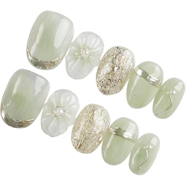 バリエーションコード : 2B9RY96LWG「ぷっくりフラワーネイル」立体感のある花びらが印象的な立体ネイルチップ。ラウンドタイプで控えめながら、ぷっくりしたデザインの可愛さが際立ち、指先に華やかさを加えてくれます。また、ポイントのミラー...