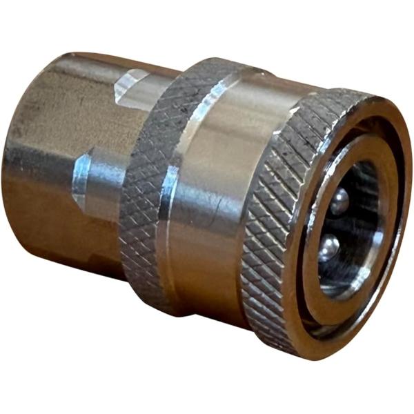 バリエーションコード : 2B9SV8488K1/4’’サイズの高圧洗浄機用ワンタッチカプラーのメス（G1/4めねじ）です。ステンレス鋼製（SUS 304）の耐食性に優れたワンタッチカプラーになります。高圧洗洗浄水として海水や河川水をご利用...