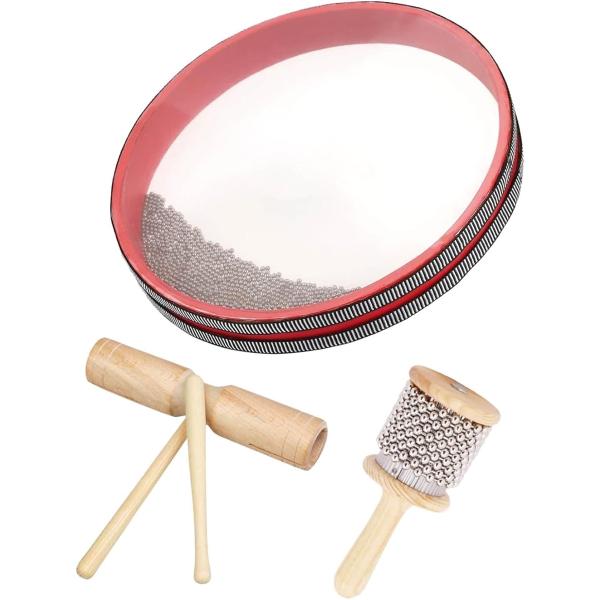 カバサ、ウッドブロック、オーシャンドラム (タンバリン)のパーカッション 楽器の3点セット。大人から子供まで手軽に音楽を楽しめる打楽器で、みんなでリズムにのって音楽を楽しんだり、室内ライブにもおすすめカバサ 楽器は、マラカスなどに似たシェイ...