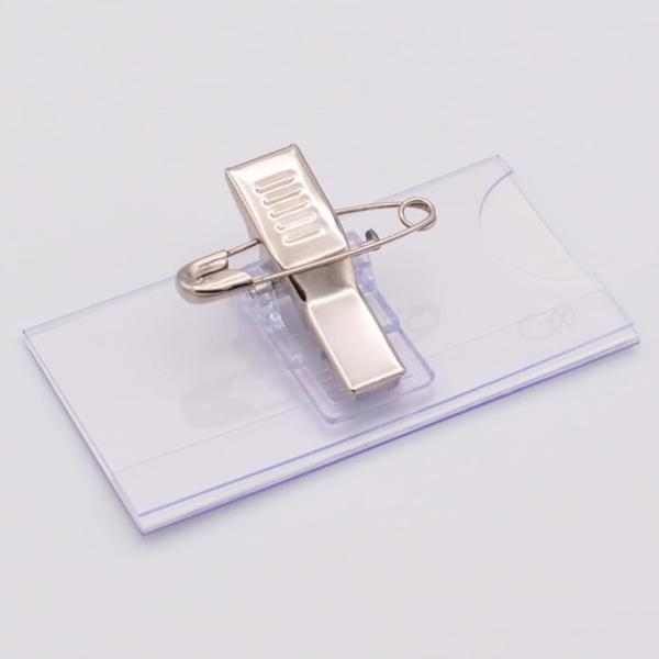 U型名札 25個セット　安全ピン.クリップ両用タイプ 25個＋予備2個素材/本体：PVC、クリップ：スチール、中紙：白、薄型軽量タイプサイズ：縦28x横51ｍｍ