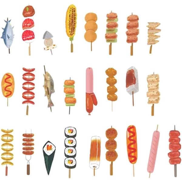 「ページをめくるたび、美味しい驚き」各々異なるデザインの串しおり30枚セット。寿司や串カツなど、本物そっくりで読書がもっと楽しくなる。本のページに挟むだけで、一日の始まりが美味しく楽しく。読書好きなあなたへ、または美食を楽しむ友人への素敵な...