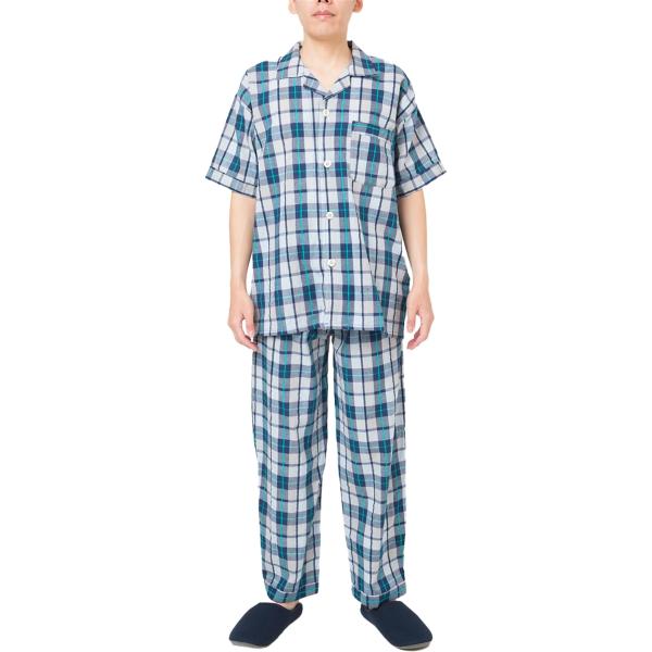 バリエーションコード : 2BJ55G8FTL暑い夏に最適な涼しげな綿素材を使用したルームウェア上下セットです。素肌に優しい肌触りの良い綿100％素材で、生地表面に凸凹加工を施しており、肌に触れる面積が少なく汗ばむ季節でもさらり。普段使いは...