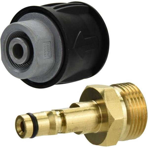 ケルヒャーK2をはじめとした家庭用高圧洗浄機にピッタリなクイックカップリングです。用途に合わせて使い分けたり組み合わせて使うこともできるよう、オスネジとメスネジをセットでご用意致しました。本体のホース差込口をねじ式の高圧洗浄機に取り付けるこ...