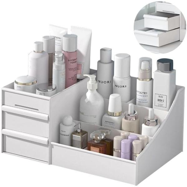 「たっぷり収納」化粧品や小物をたくさん収納できる大容量の設計です。引き出しや仕切りがたくさんあるので、リップやアイシャドウなどの小さなアイテムもすっきり整理できます。「取り出しやすいデザイン」各アイテムにアクセスしやすいデザインで、使いたい...