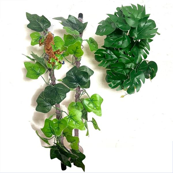 バリエーションコード : 2B9W96XYKH「生き生きした雰囲気を演出、まるで本物のような仕上がり」 枝の曲線と人工植物のモンステラが、生息環境を見事に再現。ビバリウムや水槽に設置することで、まるで自然の一部のような魅力的な空間を演出でき...