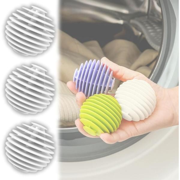 バリエーションコード : 2BUP6FSPKR「絡まない。洗浄力アップのランドリーボール」洗濯物の絡みを防ぎ、摩擦でしっかり汚れを落とすランドリーボール3個セット。シワや静電気の発生を抑え、洗濯機・乾燥機で使える便利アイテム。フィン形状で衣...