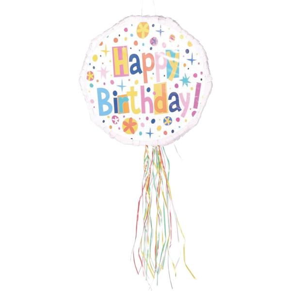 ピニャータのバースデー用デザインで、誕生日やハロウィン、クリスマスにぴったりなパーティーアイテムです。お菓子を詰めたくす玉として、棒で叩いて割るとサプライズ演出が楽しめる、人気の高いアイテムです。誕生日のパーティーで盛り上がること間違いなし...