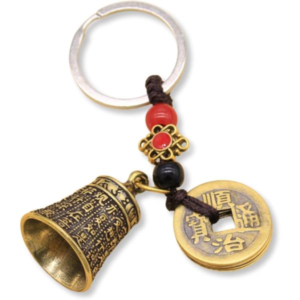バリエーションコード : 2B9Y69Y3XH真鍮製のキーホルダーは、風鈴のようにスゴクイイ音が鳴り響き、バッグなどのキーホルダーや玄関ベルとして、バイクのガーディアンベルアクセサリーとして利用できます。梵語で刻まれた般若心経（般若波羅蜜多...