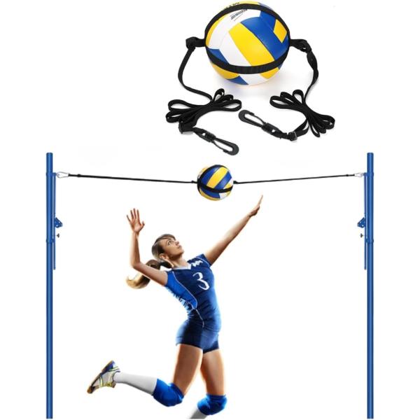 「バレーボールの練習用に」アタック、シャンピングサーブ、トス、レシーブなど場所を選ばずに一人でバレーの練習ができます。「4号球、5号球に対応」ボールにテープで固定するだけの簡単取付です。両端はポールなどに固定してください。「伸縮性が高いゴム...