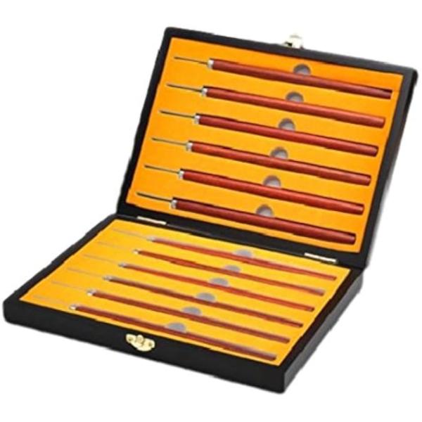 バリエーションコード : 2B8X0WLOI9＊精密彫刻刀12本＊直径約11mm〜中心部約13mm　テーパーにより握りやすい高級感あるグリップ。＊12本内訳：平刀4本、圓刀4本、斜刀（左右）2本、三角刀1本、尖角刀1本。＊「ブレードサイズ」...