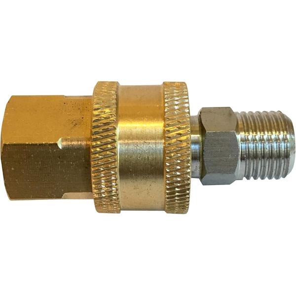 バリエーションコード : 2BFDTT3DXI1/4サイズの高圧洗浄機用ワンタッチカプラー（オスメスset) です。「材質」　メス：真鍮　オス：ステンレス鋼「カプラーサイズ」 1/4”「ねじサイズ」メスカプラー ： M14（内径 約12mm...