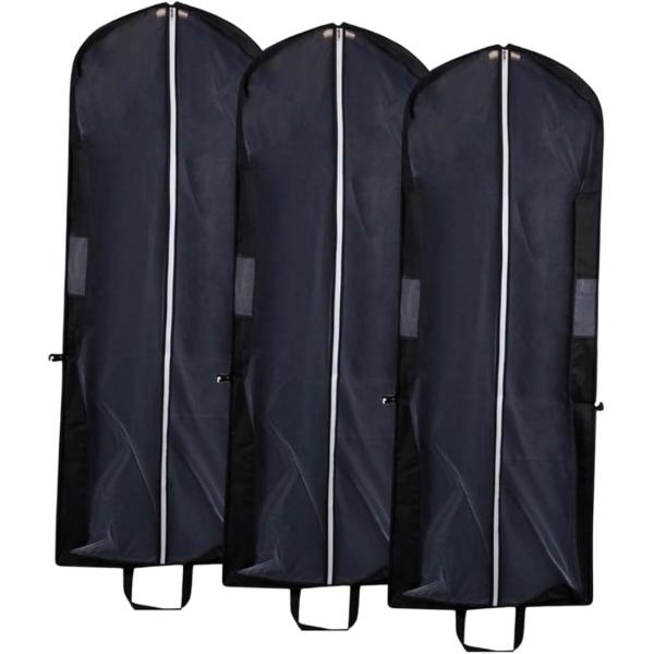 バリエーションコード : 2B9PJSLVR6社交ダンス衣装、結婚式披露宴二次会等のドレスの収納、持ち運びに便利なドレスカバー3枚セットです。「カラー」ブラック「サイズ」約150cmx58cmx8cm「素材」不織布　通気性がよくほこりを防ぎます。