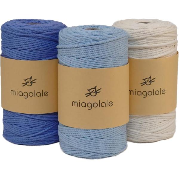 バリエーションコード : 2BJSUF0551マクラメクラフト用のロープ3巻セットです。風合いがよく柔らかな手触りのコットンを使用しています。太さは扱いやすいといわれる直径3ミリ。長さは１巻が200メートル。タペストリー、バッグ、アクセサリ...