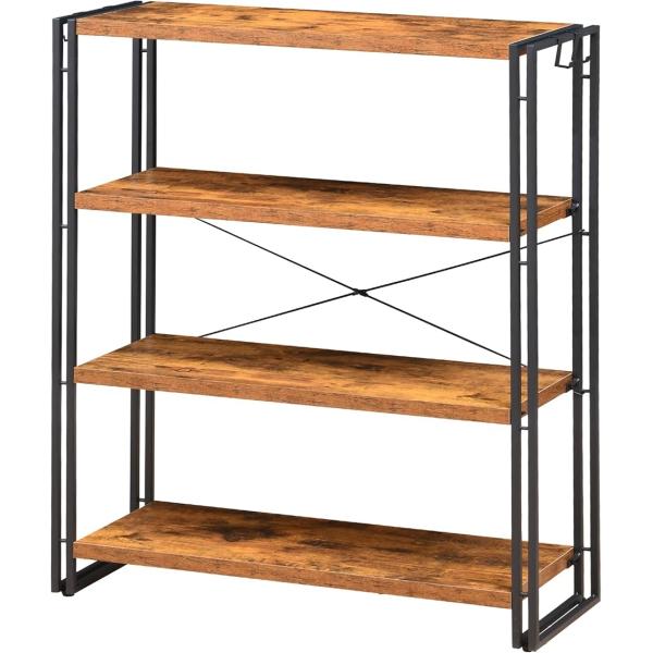 バリエーションコード : 2B244II42W「商品サイズ」幅80x奥行30x高さ113cm。棚板間の高さ：31cm。棚板の厚さ:3cm。耐荷重(約)：棚板各45kg。材質：MDF・スチール。色：古木色「選べるサイズ 17種」 ちょっとした...