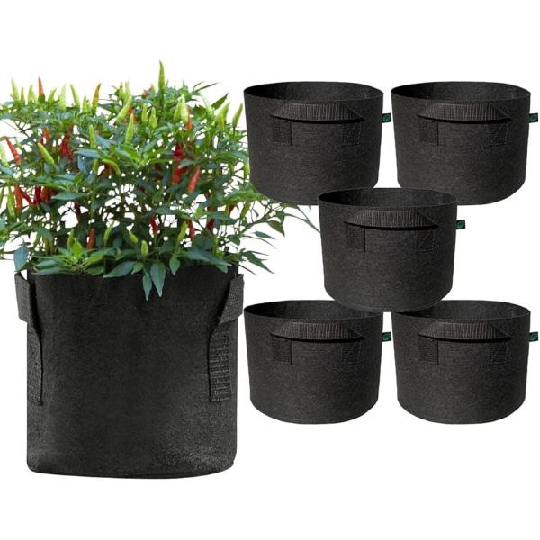 バリエーションコード : 2BJD8KHU2S「サイズ」1ガロン(直径18x高さ18cm) 3.8L x5個「素材」本体：ポリエステル製フェルト（PET)、ハンドル：ポリプロピレン耐久性に自信有り。繰り返し使用可。通気性と透水性に優れた布製...