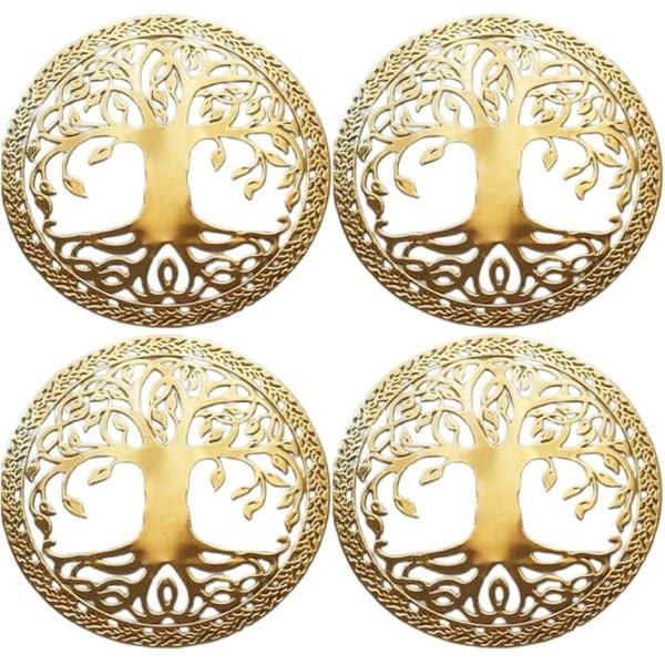 バリエーションコード : 2B429S9TTL・スピリチュアルの世界で有名な生命の樹を象徴するツリーオブライフをかたどった金属ステッカー4枚セットです。・神聖幾何学ツリーオブライフの文様を型抜きしたステッカーで、ツリーオブライフのパワーを受...