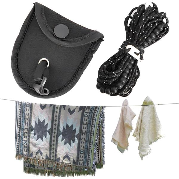 バリエーションコード : 2BJ39LHHFV「コンパクトサイズ」縦7.5cm、横6.5cmの手のひらサイズのポーチなので、持ち運びに便利。洗濯ロープは約3.5mと長さがあるので、洋服やタオル、寝袋など重さがある物でもたっぷり干すことができ...