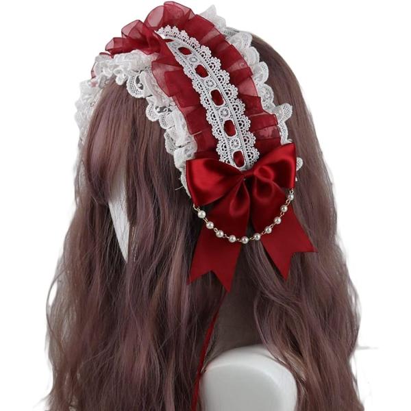 バリエーションコード : 2BJ5WNUK4X・コスプレ、文化祭、メイド喫茶、イベントやロリータファッションにおすすめのカチューシャ。フリルのレースがたっぷりあしらわれ、両サイドのリボン、パールビーズが上品。ヘアピン付きで装着しやすいヘッド...