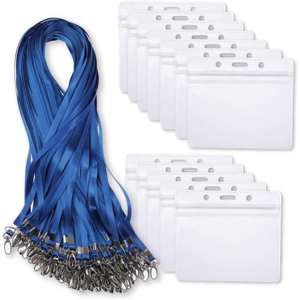 バリエーションコード : 2BUFQ8OH95(紐) 約47cm ポリエステル (ケース) 約85x10 mm　「セット内容」紐、ケース 100個 「色」青（ブルー）透明な名札ホルダー100個セットです。3色のバリエーションがありますので、...