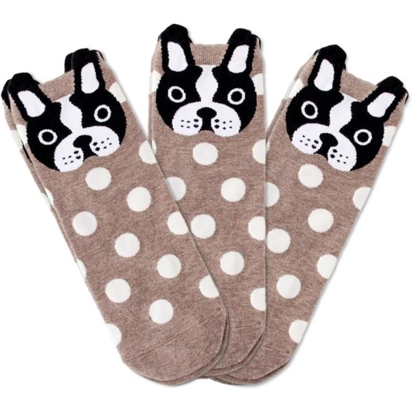 バリエーションコード : 2BJ8195S4Jかわいい犬の顔のイラストと、大きな水玉模様が特長の「レディース用」動物絵柄の靴下です。それぞれの色で犬種が異なり、様々なバリエーションのデザインを楽しめます。生地は綿混素材で、通気性や伸縮性にも...