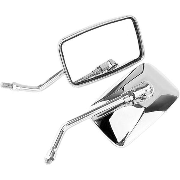 バリエーションコード : 2BJ8NN9TC4汎用 スクエア型 バイクミラー メッキ加工 正ねじ 10mm 左右セットです。スタイリッシュxモダンなスクエア型のミラーがかっこいい。シンプルで馴染みやすいデザインなので様々なタイプのバイクに合...
