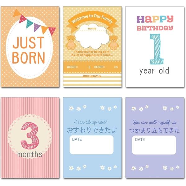 バリエーションコード : 2BJGGFG0NI月齢フォトカード12枚セット。両面に印刷されているので合計24種類使えます。月齢カードが1month〜11monthsまでの11種類、 成長に合わせて使用できる「できた」カードが6種類、 毎月以...